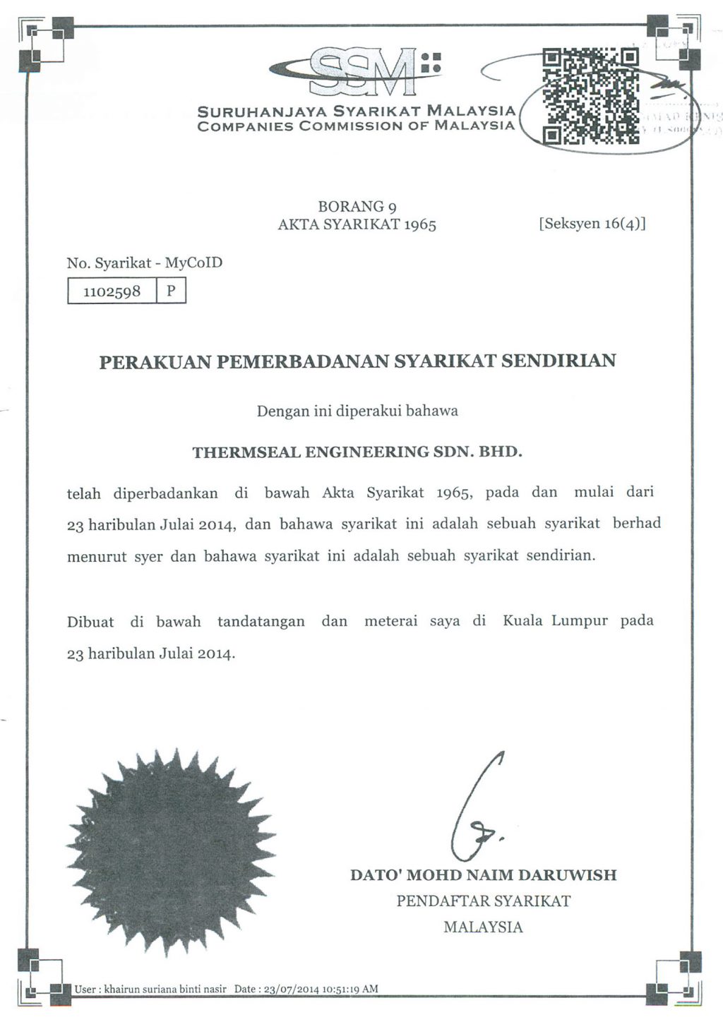 Licenses – THERMSEAL ENGINEERING