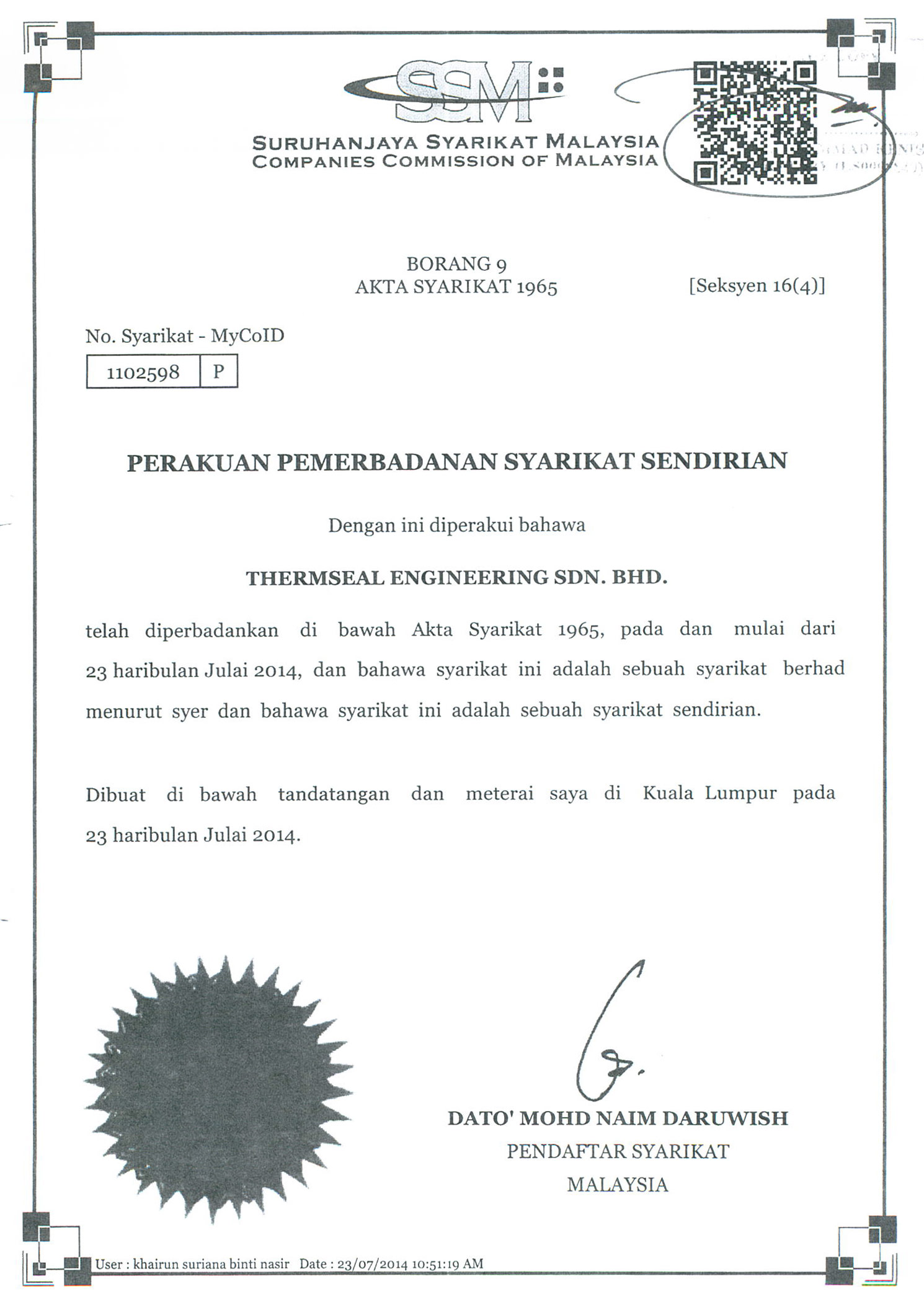 Licenses – THERMSEAL ENGINEERING
